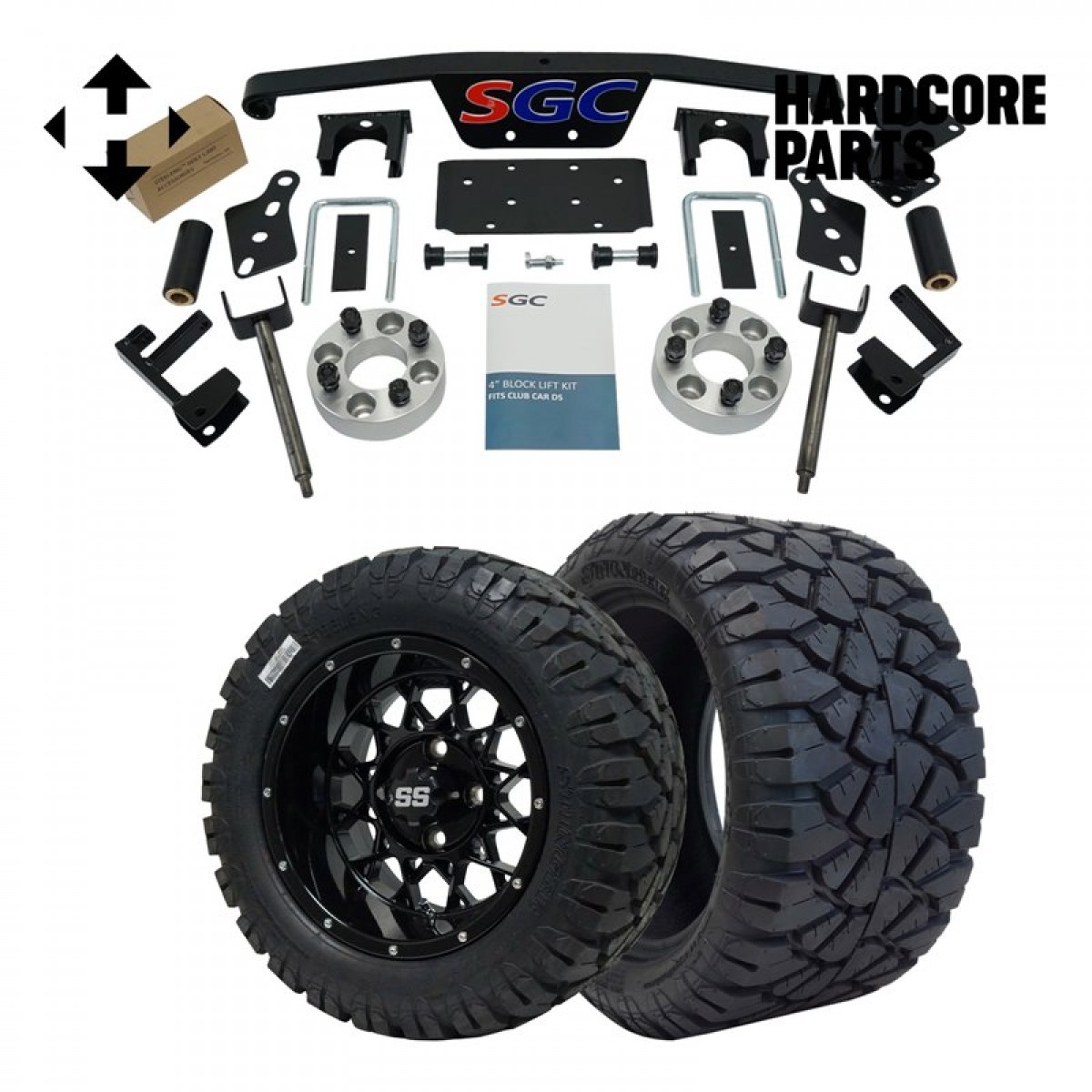 4" Spindle Extension Lift Kit with 12" Wheel and Tire Combo fits Club ...