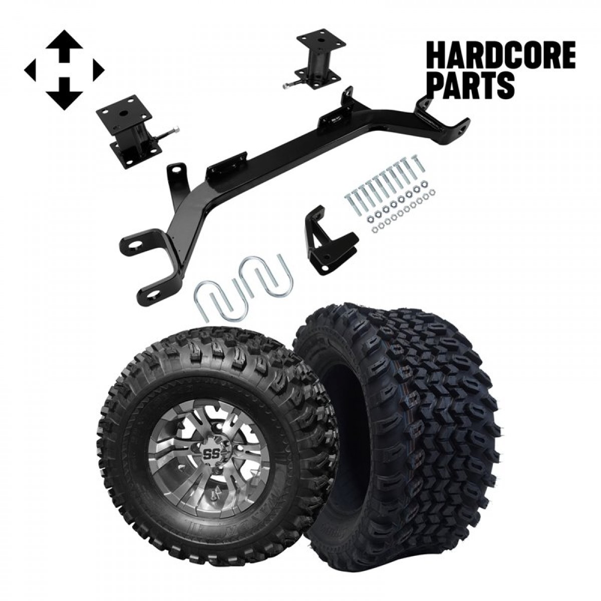 4" Drop Axle Lift Kit with 10" Wheel and Tire Combo fits EZGO Marathon ...