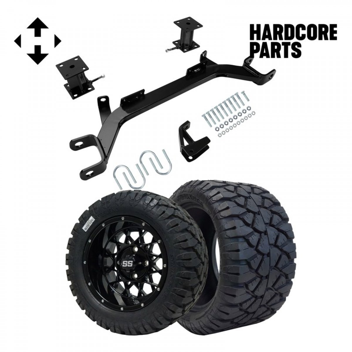 4" Drop Axle Lift Kit with 12" Wheel and Tire Combo fits EZGO Marathon ...