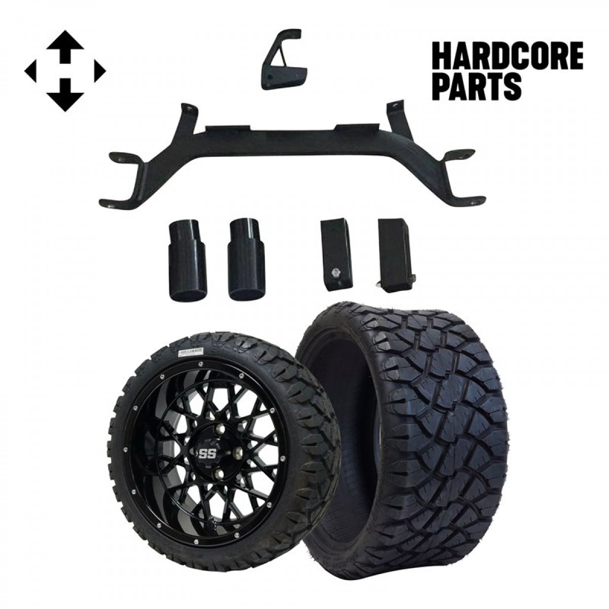 4" Drop Axle Lift Kit with 14" Wheel and Tire Combo fits EZGO Marathon ...