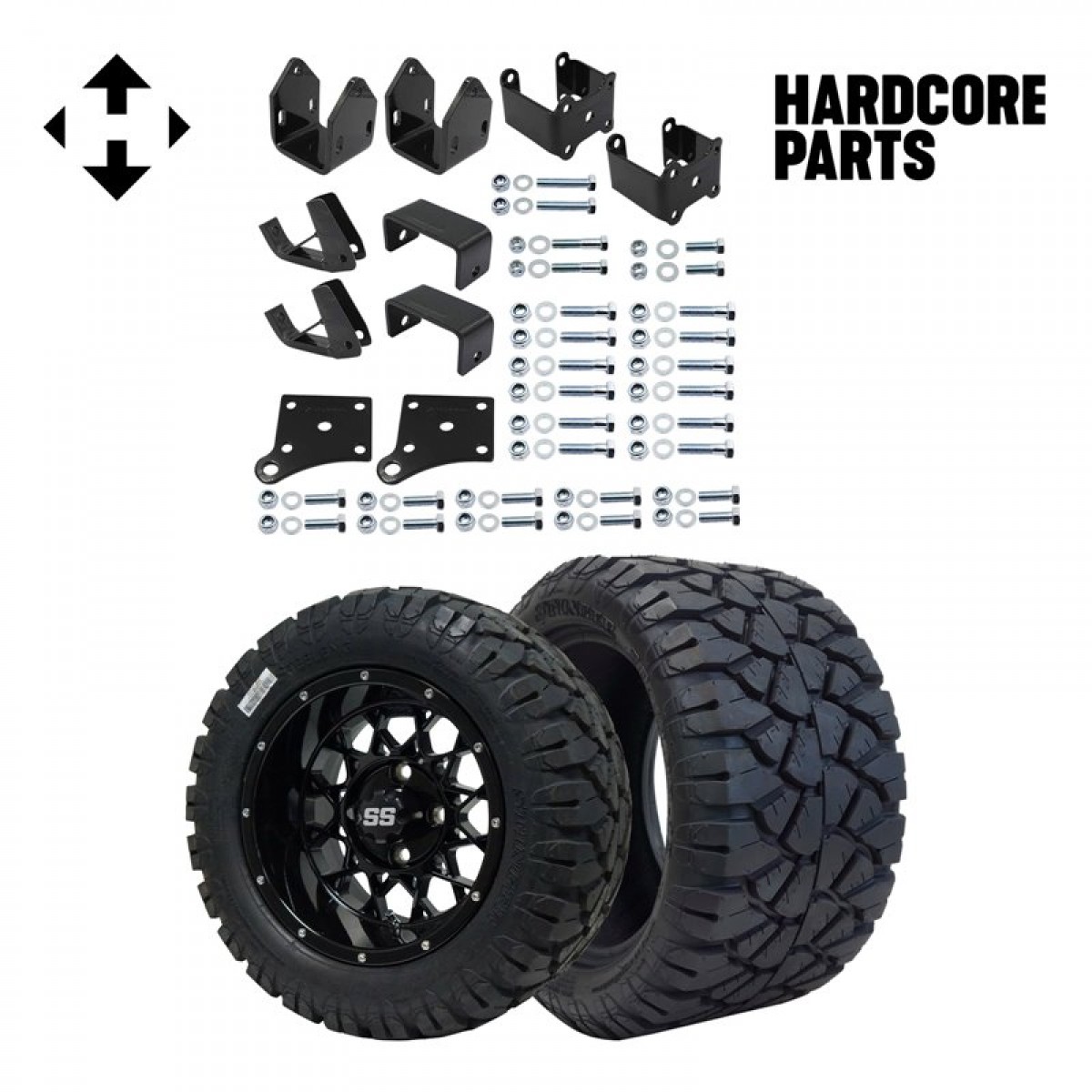 4" Block Lift Kit with 12" Wheel and Tire Combo fits EZGO TXT (1994.5 ...