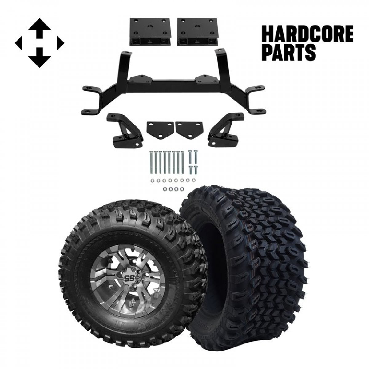4" Drop Axle Lift Kit with 10" Wheel and Tire Combo fits EZGO TXT/PDS ...
