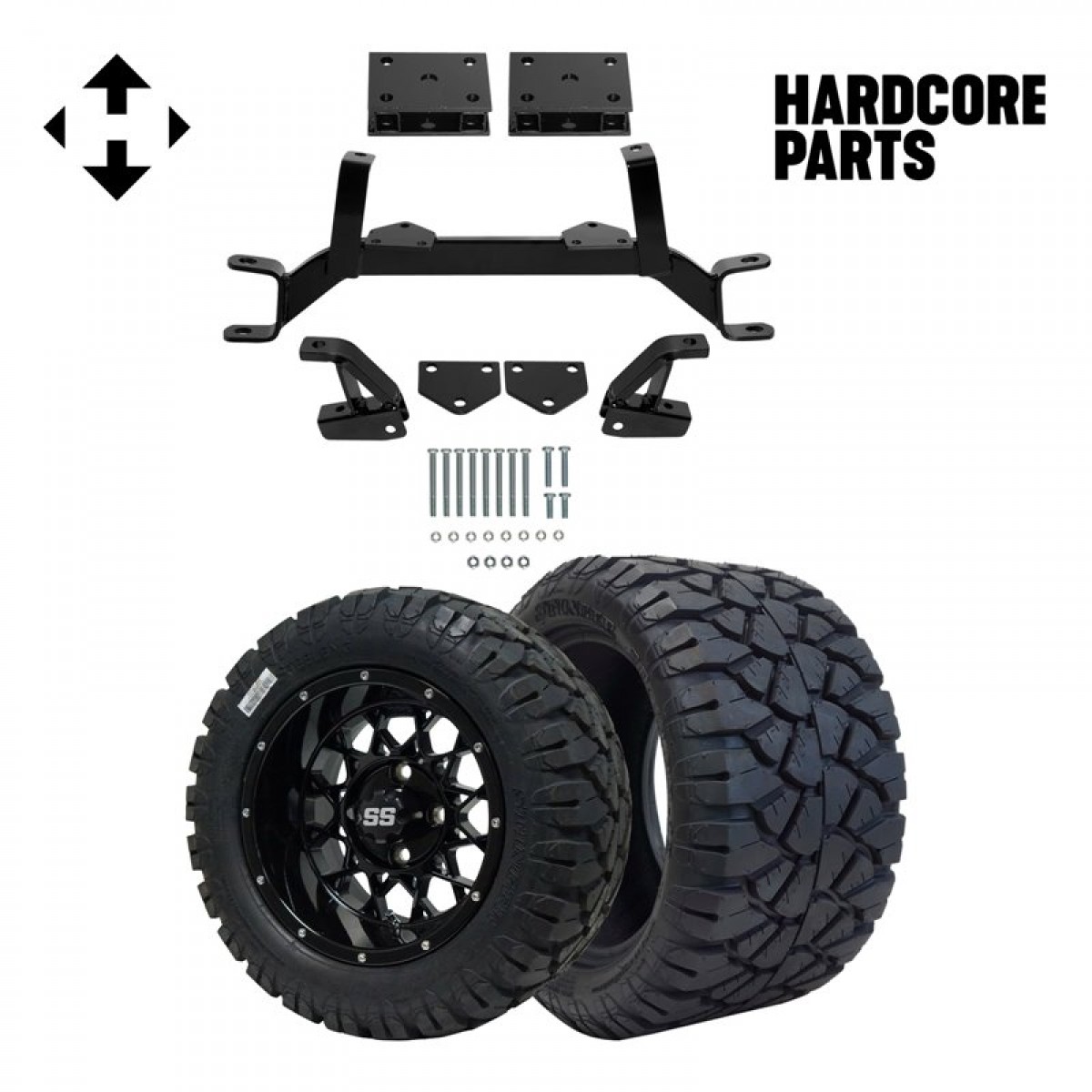 4" Drop Axle Lift Kit with 12" Wheel and Tire Combo fits EZGO TXT/PDS ...