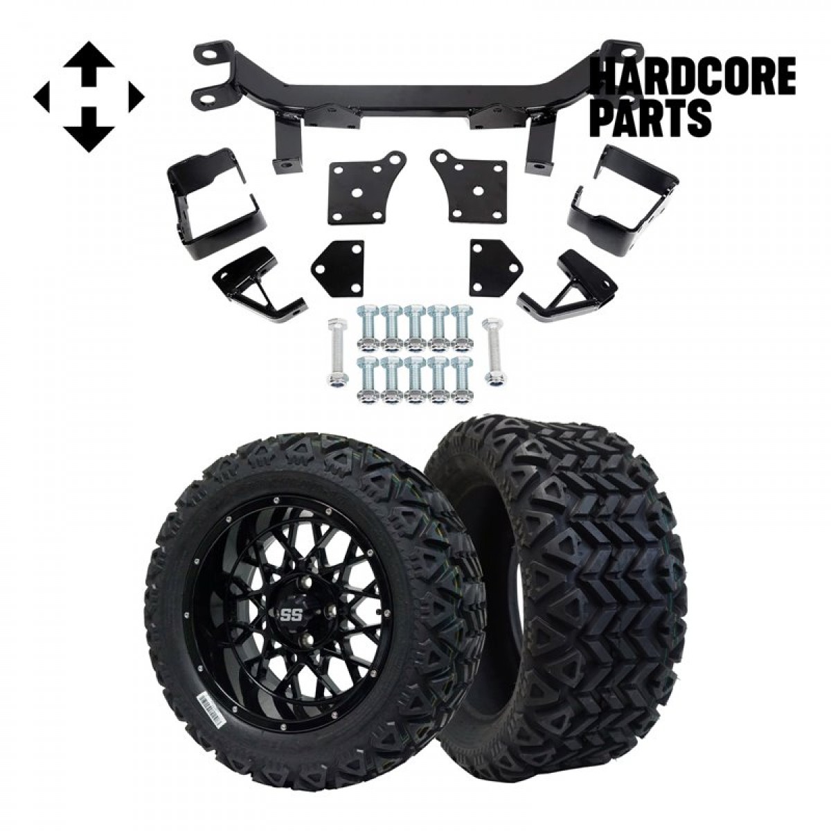 6" Drop Axle Lift Kit with 14" Wheel and Tire Combo fits EZGO TXT/PDS ...