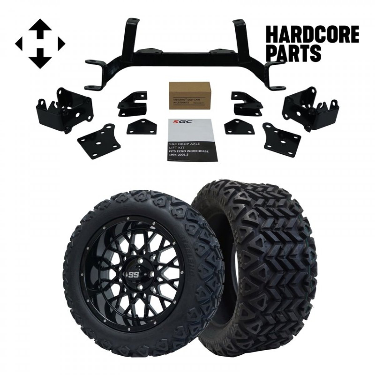 6" Drop Axle Lift Kit with 15" Wheel and Tire Combo fits EZGO MPT ...