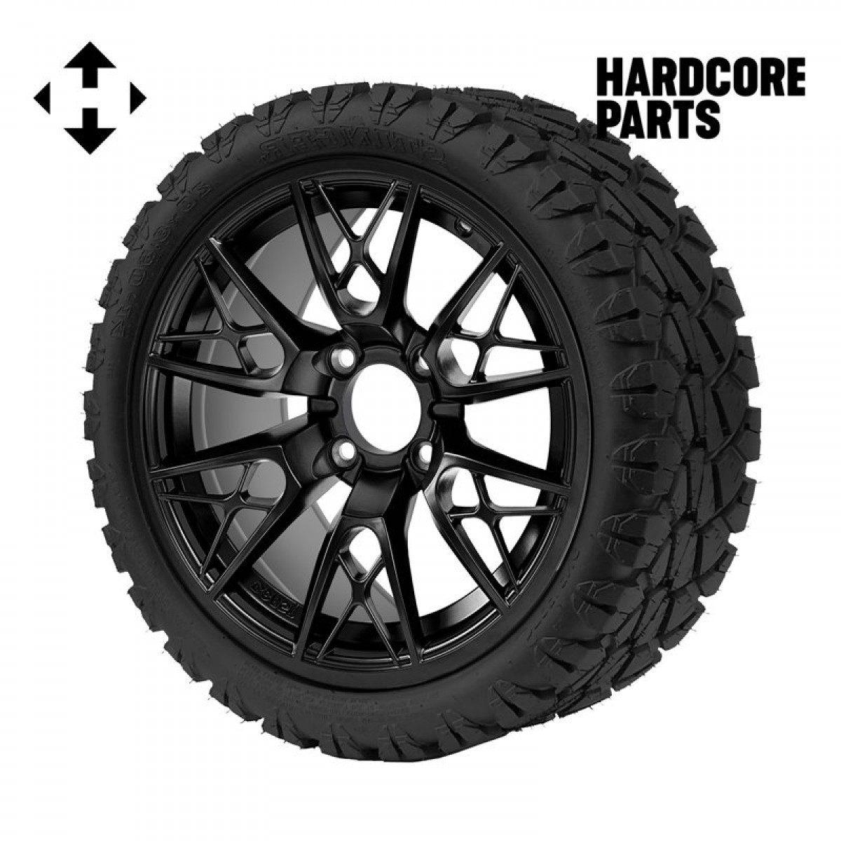 14" Black 'Saber tooth' Wheel and Tire Combo - Set of 4, includes 'SS ...
