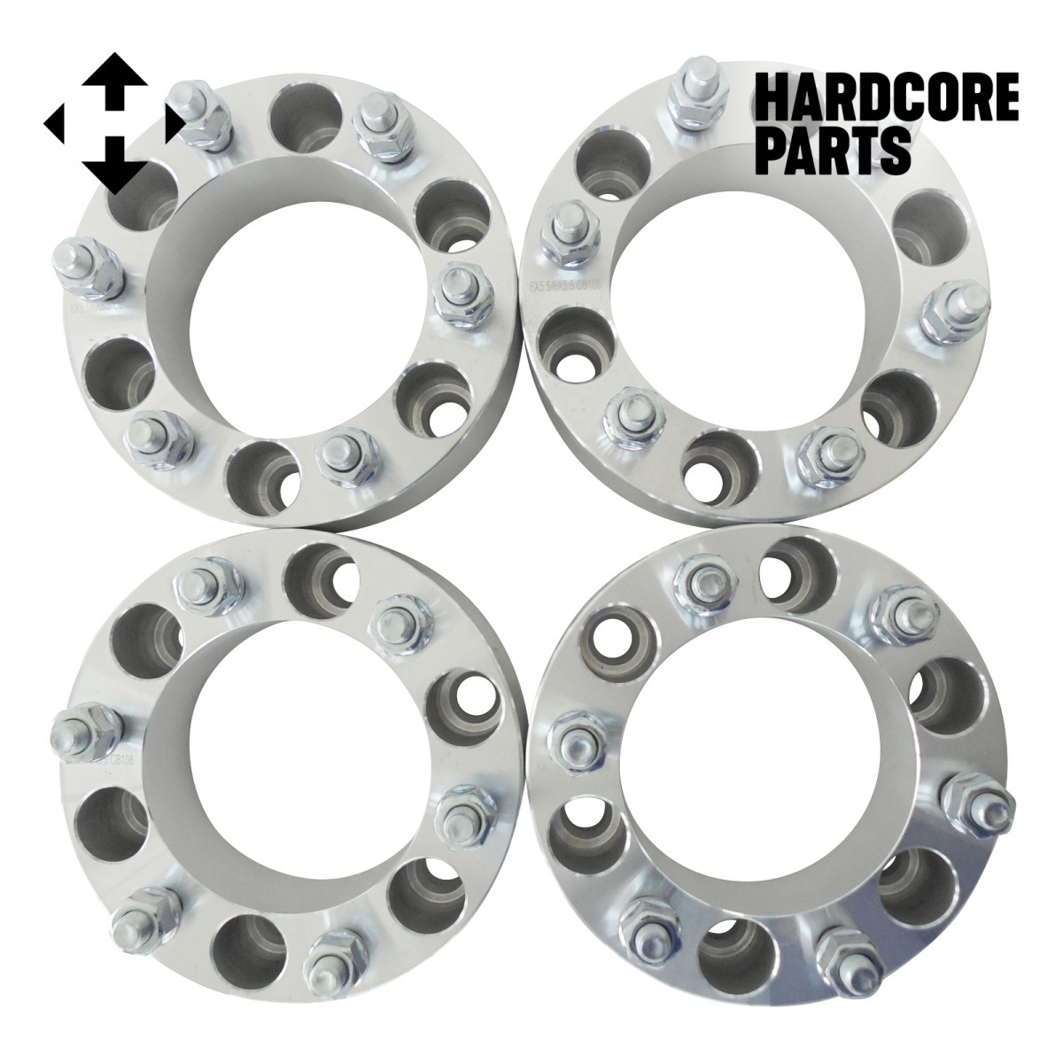 4" 6X5.5 (6x139.7) Black Wheel Spacers M12 x 1.5 4 QTY