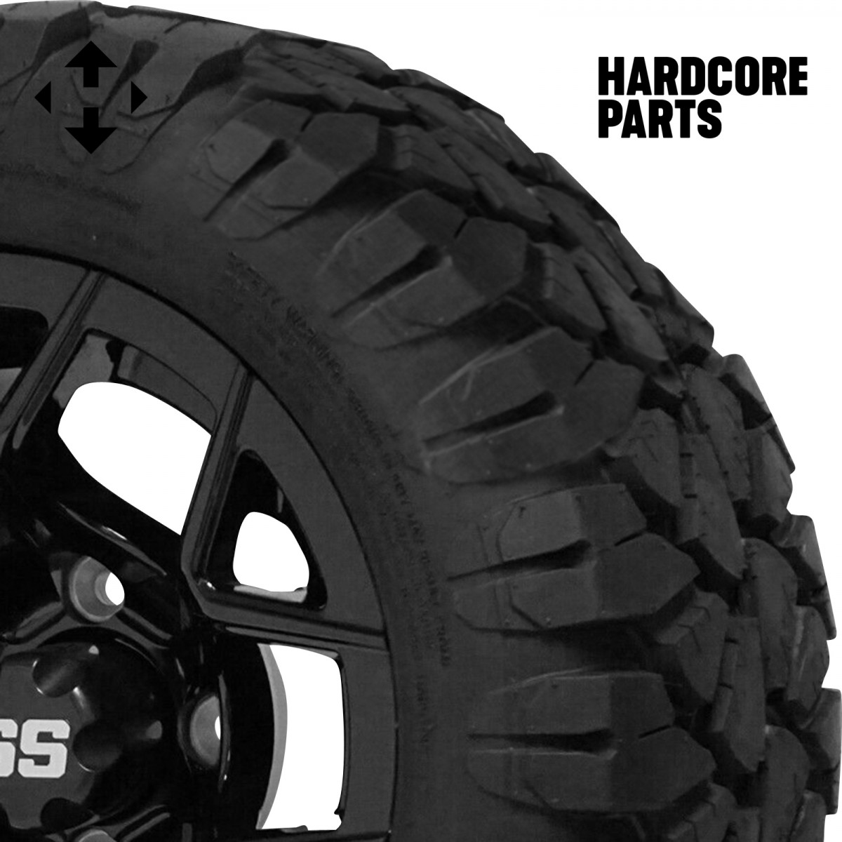 12" Black ‘Rally’ Golf Cart Wheel and Tire Combo - Set of 4, includes ...