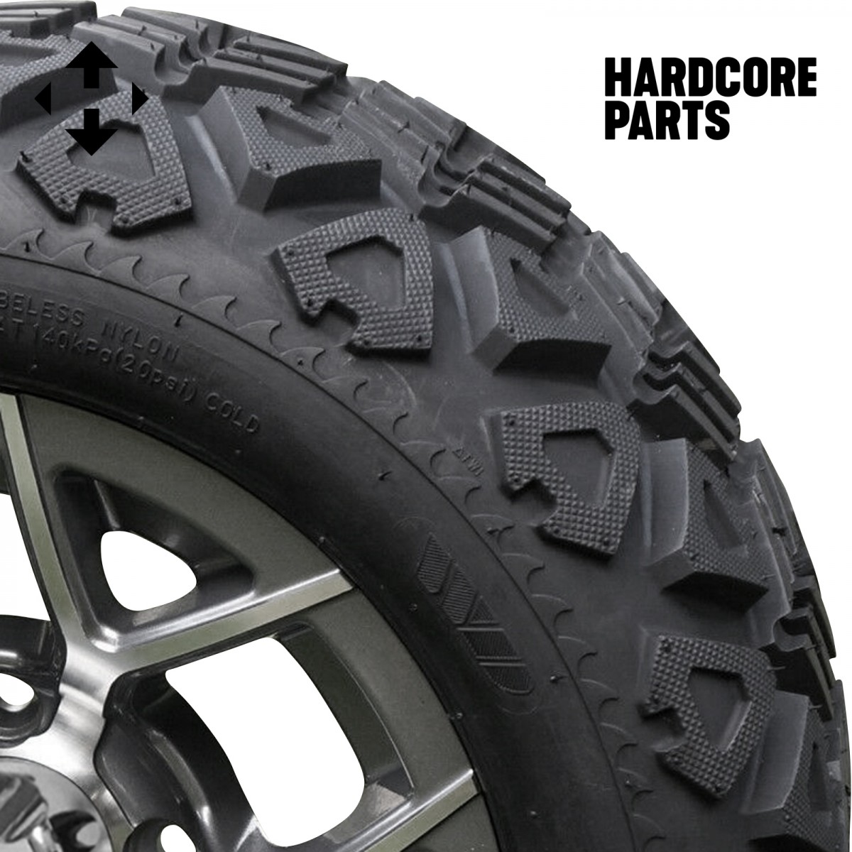 12" Machined/Gunmetal ‘Rally’ Golf Cart Wheel and Tire Combo - Set of 4 ...