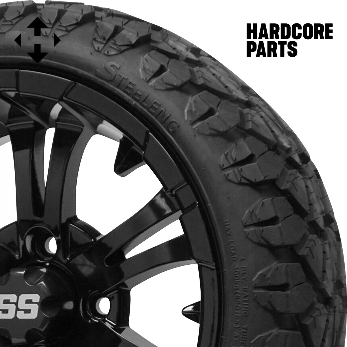 4" Spindle Extension Lift Kit with 14" Wheel and Tire Combo fits Yamaha ...
