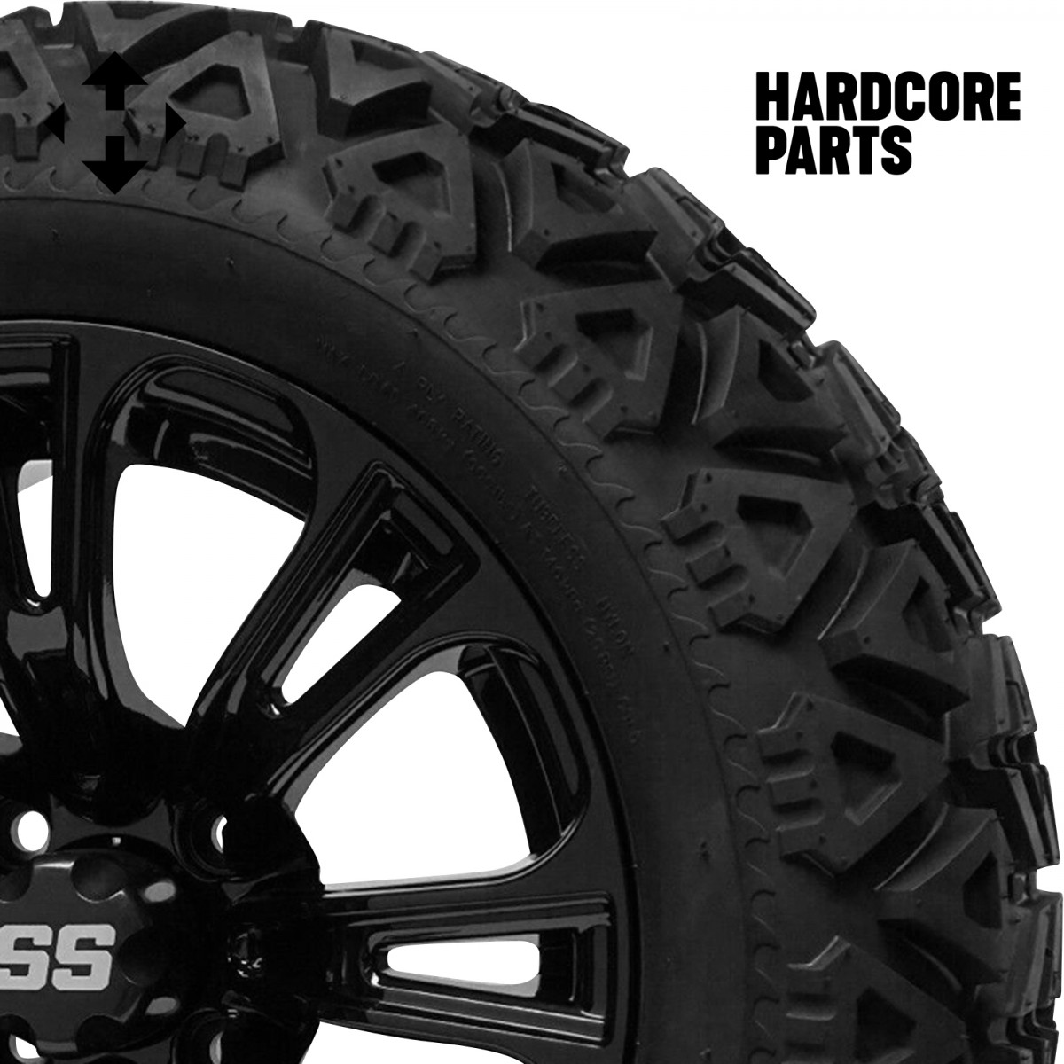 14" Black 'Voodoo' Golf Cart Wheel and Tire Combo - Set of 4, includes ...