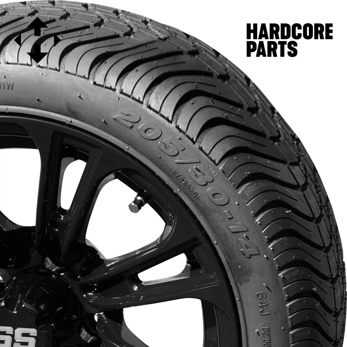 14" Black 'Voodoo' Golf Cart Wheel and Tire Combo - Set of 4, includes ...