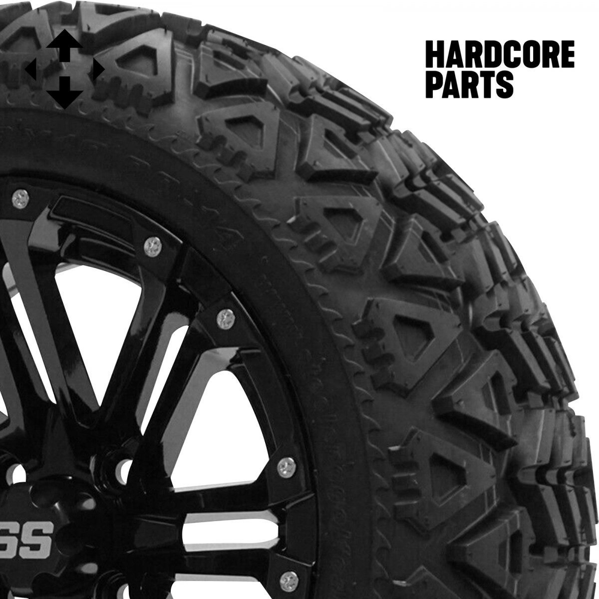 14" Black 'Lancer' Golf Cart Wheel and Tire Combo - Set of 4, includes ...