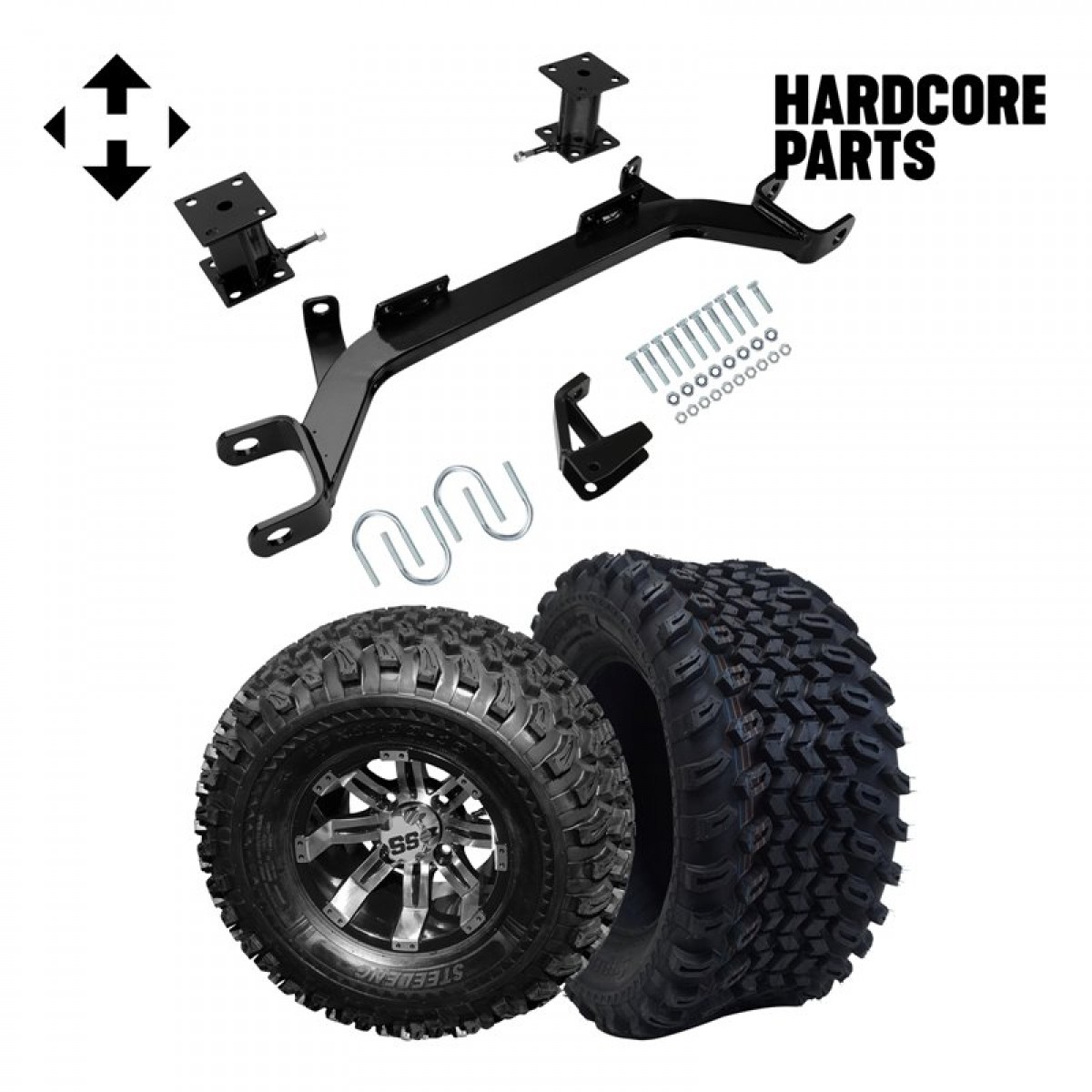 4" Drop Axle Lift Kit with 10" Wheel and Tire Combo fits EZGO Marathon ...