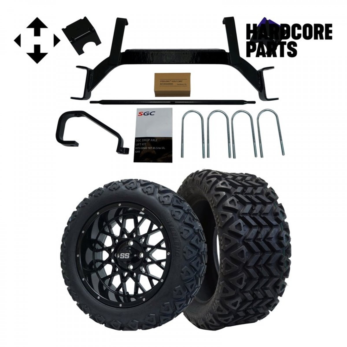 6" Drop Axle Lift Kit with 15" Wheel and Tire Combo fits EZGO TXT/PDS ...