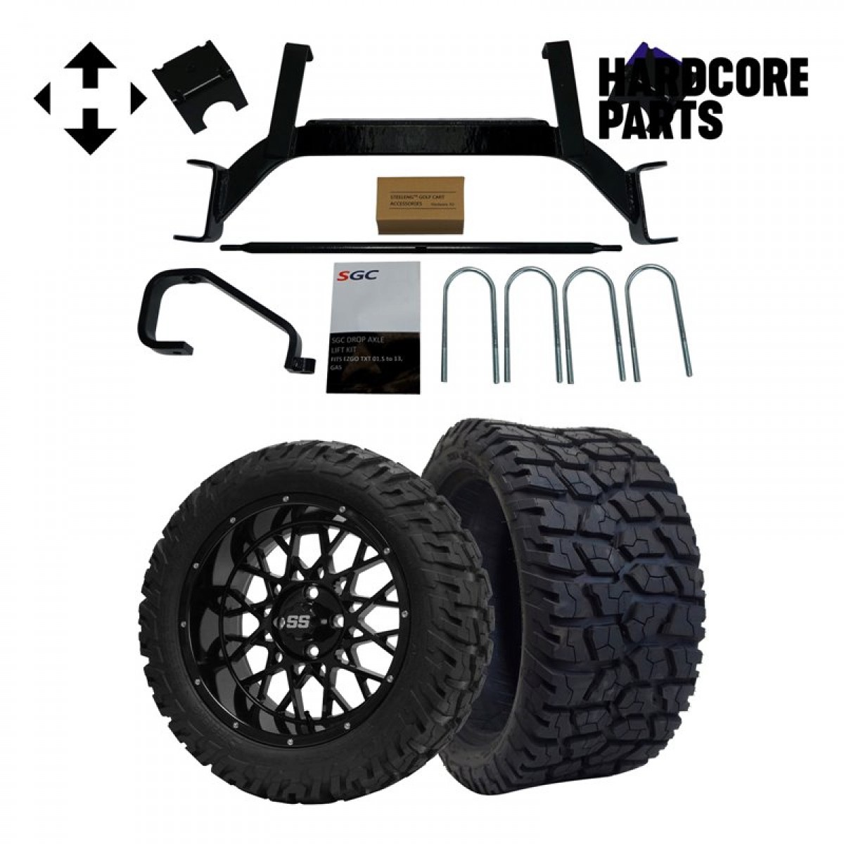 6" Drop Axle Lift Kit with 15" Wheel and Tire Combo fits EZGO TXT/PDS ...