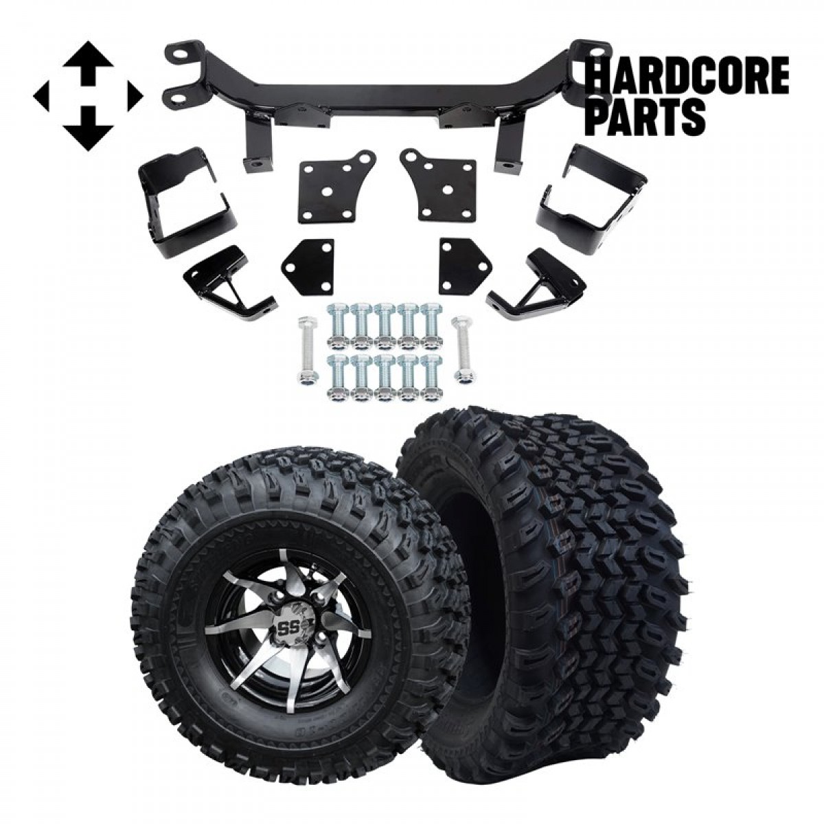 6" Drop Axle Lift Kit with 10" Wheel and Tire Combo fits EZGO TXT/PDS ...