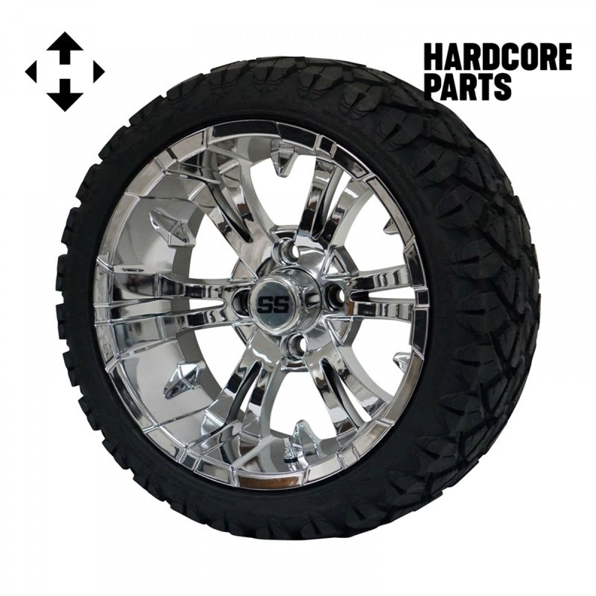 14" Chrome 'Vampire' Golf Cart Wheel and Tire Combo - Set of 4 ...