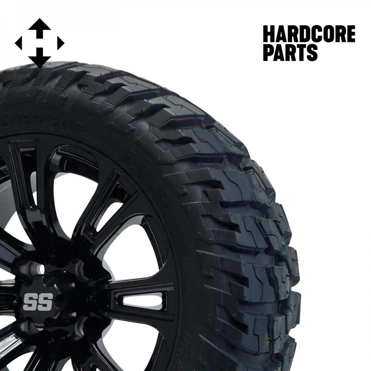 14" Black 'Voodoo' Golf Cart Wheel and Tire Combo - Set of 4, includes ...