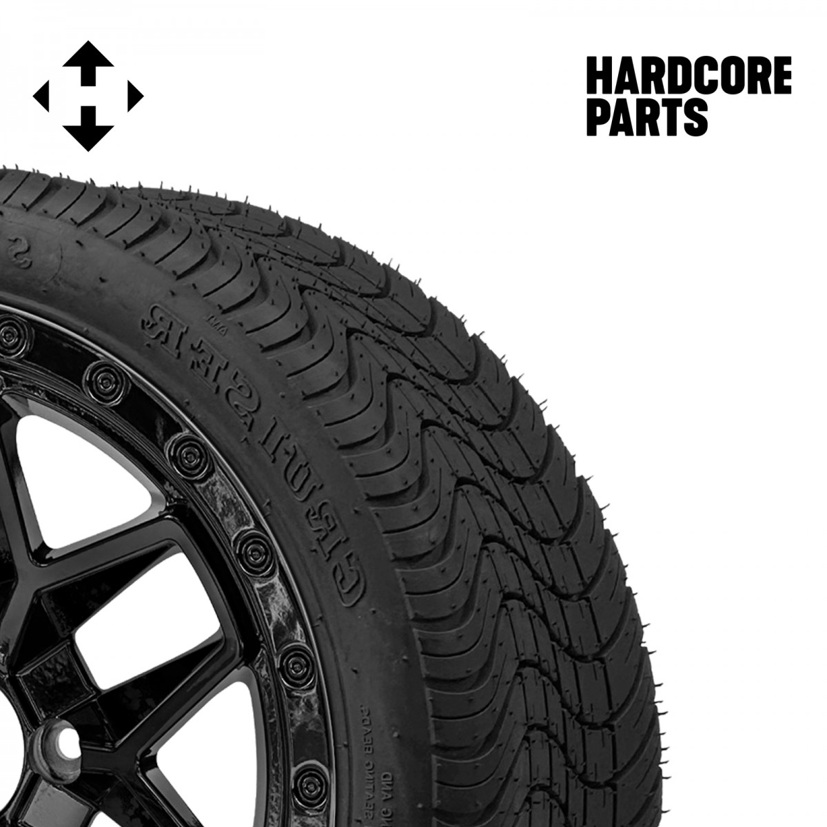 14" Black 'Widow' Wheel and Tire Combo - Set of 4, includes 'SS' center ...