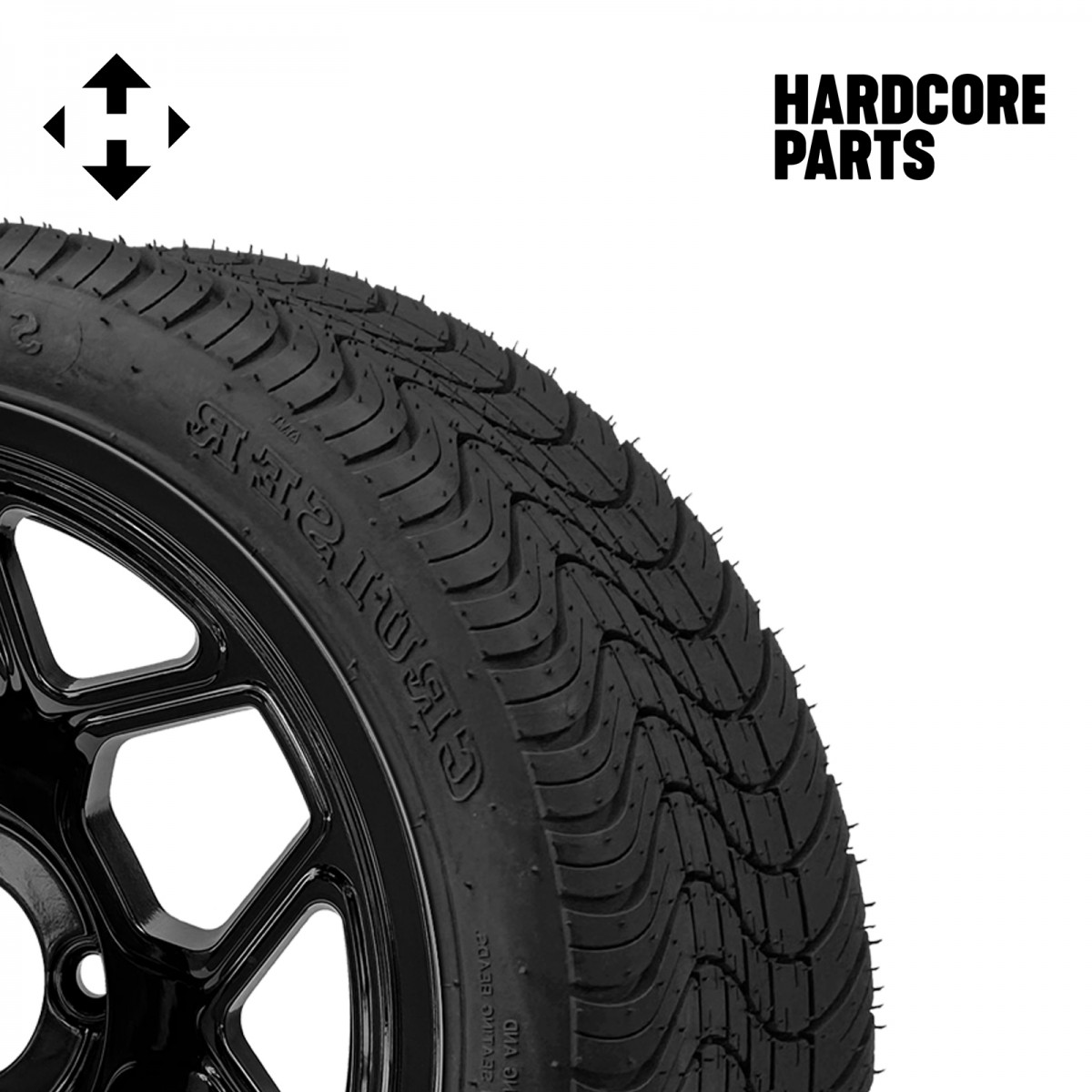 14" Black 'Yeti' Wheel and Tire Combo - Set of 4, includes 'SS' center ...