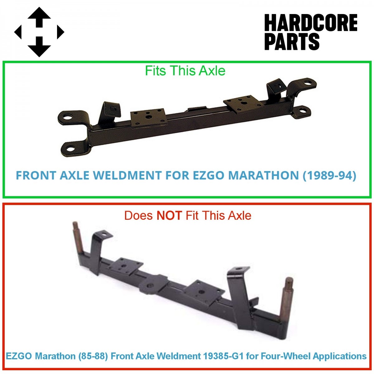 4" Drop Axle Lift Kit for EZGO Marathon (1975-1993) Gas Golf Cart